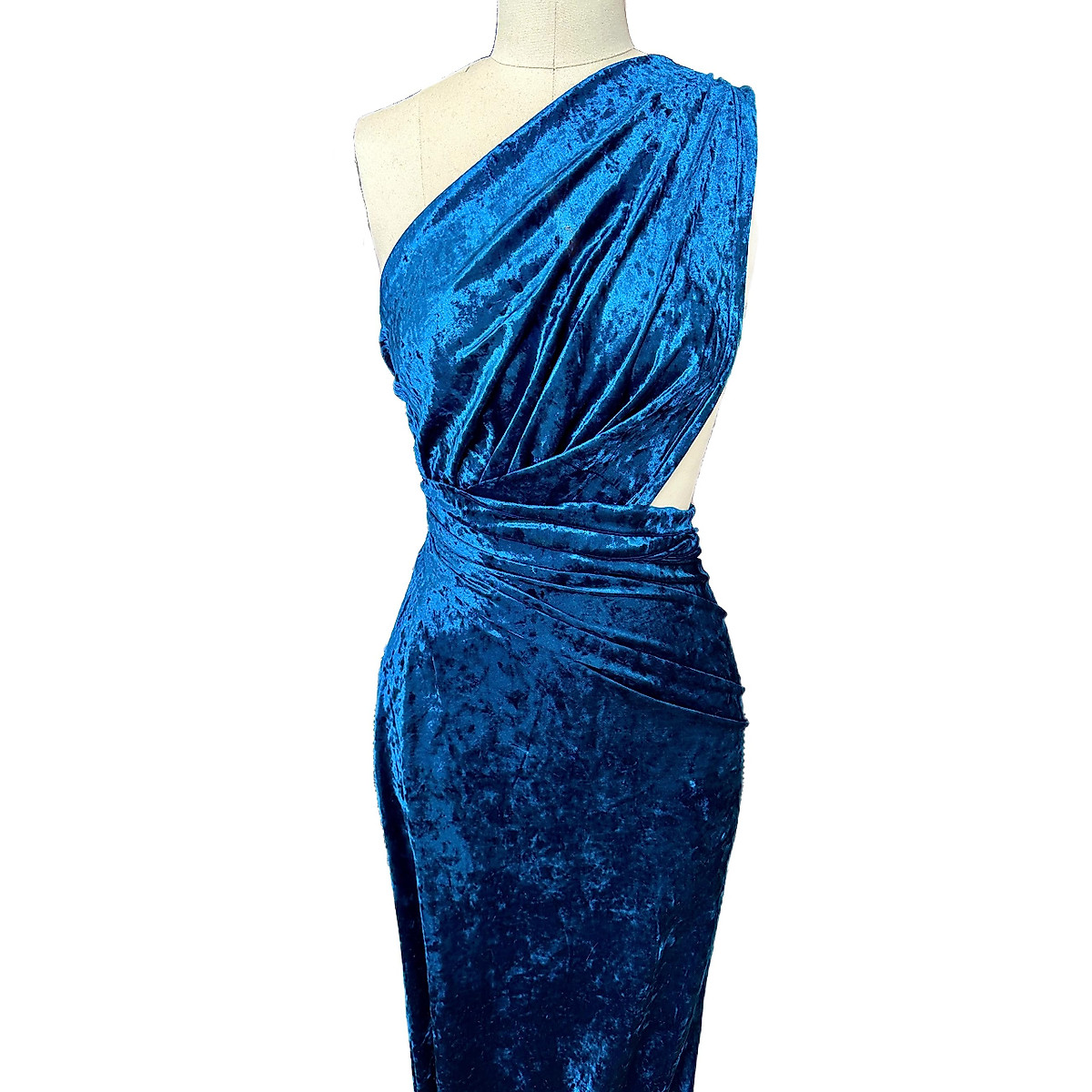 Premium Stretch Crushed Velvet Fabric by The Yard - Soft and Luxurious Fabric - Versatile and Stretchy - Ideal for Clothing Home Decor and Crafts (58 inches Width) - 1 Yard (Teal Blue)