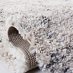 SAFAVIEH Fontana Shag Collection 8' x 10' Grey/Ivory FNT886F Modern Trellis Non-Shedding Living Room Bedroom Dining Room Entryway Plush 2-inch Thick Area Rug