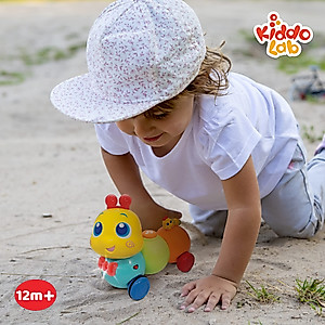 KiddoLab Crawling Caterpillar Baby Toy - Apple-Shaped Remote Control with Easy-Press Buttons- Plays 10 Children's Nursery Rhymes - Musical Toys for Toddlers
