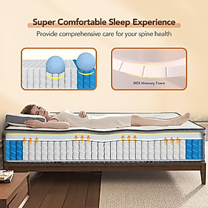 DIGLANT Twin XL Mattress, 14Inch Hybrid Mattress Soft Plush Supportive Memory Foam with Individual Pocket Springs for Pressure Relief, Twin XL Size Mattress in a Box, CertiPUR-US Certified, 39"*80"