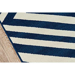 Momeni Rugs , Baja Collection Contemporary Indoor & Outdoor Area Rug, Easy to Clean, UV protected & Fade Resistant, 2'3" x 7'6" Runner, Navy Blue