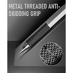 Four Candies Mechanical Graphite Pencil Set, 3pcs Black Metal Pencils with Anti-Skid Grip, Ideal for Artists, Professionals, Teachers and Students