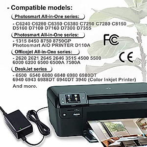 BURFLO 32V 1560mA 0957-2105 Ac Adapter 0957-2269 for HP Photosmart B210 C7250 C7280 C5180 Officejet 2620 4500 6000 6500 7500A Deskjet 6840 6940 All-in-One Printer 0957-2286 Power Supply Cord Cable