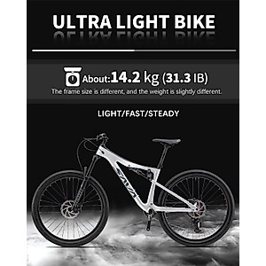 SAVADECK Carbon Fiber Mountain Bike Dual Suspension Bicycle,17'' Carbon Frame 27.5'' Wheel Adult Mountain Bicycle with M6100 12 Speed Soft Tail All Mountain/Trail MTB, Black Red 29x19''