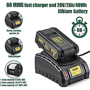 TECCPO Cordless Drill Set, 63Pcs Power Drill Set, Drill with 310 In-lbs, 2-Speed, 21+1 Torque Setting, 2.0Ah Battery & Fast Charger, Tool Kit with Drill, Drill Kit Tool Set for General Household