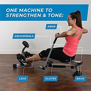 Stamina BodyTrac Glider 1050 Hydraulic Rowing Machine with Smart Workout App - Rower Workout Machine with Cylinder Resistance - Up to 250 lbs Weight Capacity