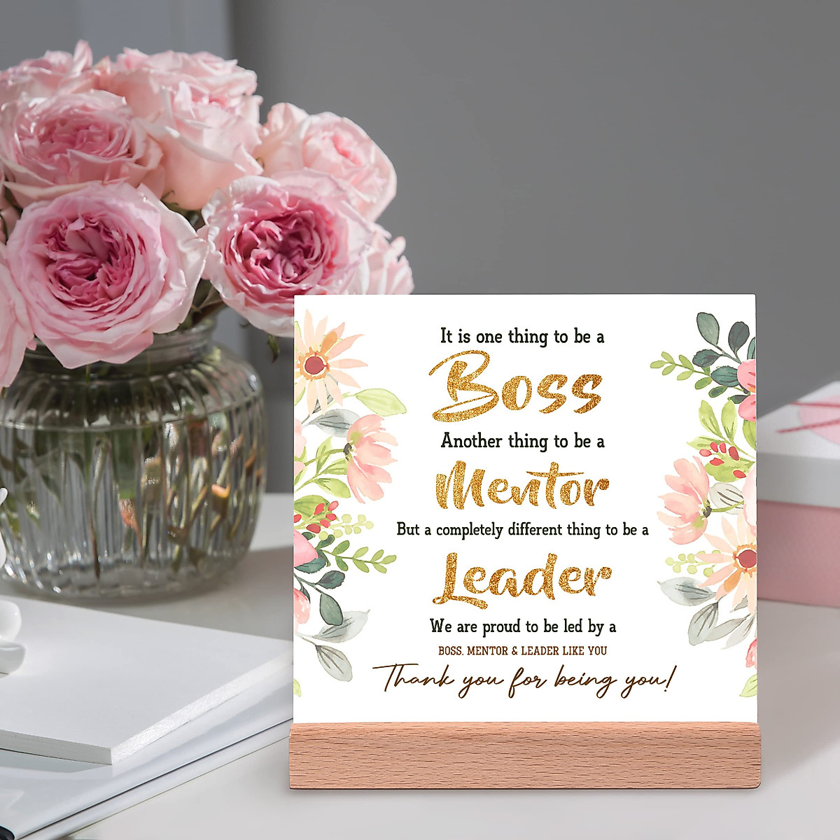 Boss Gifts for Women, Best Christmas Gifts for Boss Female - Unique Office Desk Card with Warm Words, Funny Boss Lady Gifts for Birthday, Going Away, Boss Day - Thank You Gifts for Your Female Boss
