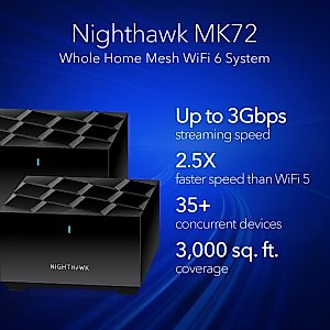 NETGEAR Nighthawk Advanced Whole Home Mesh WiFi 6 System (MK72)– AX3000 Router with 1 Satellite Extender, Coverage up to 3,000 sq. ft. and 35+ Devices