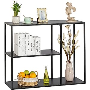 HDANI Console Table, Narrow Entryway Table, 3 Tier Metal Hallway Table, 11.8''Dx39.4''Wx31.5''H(Black)