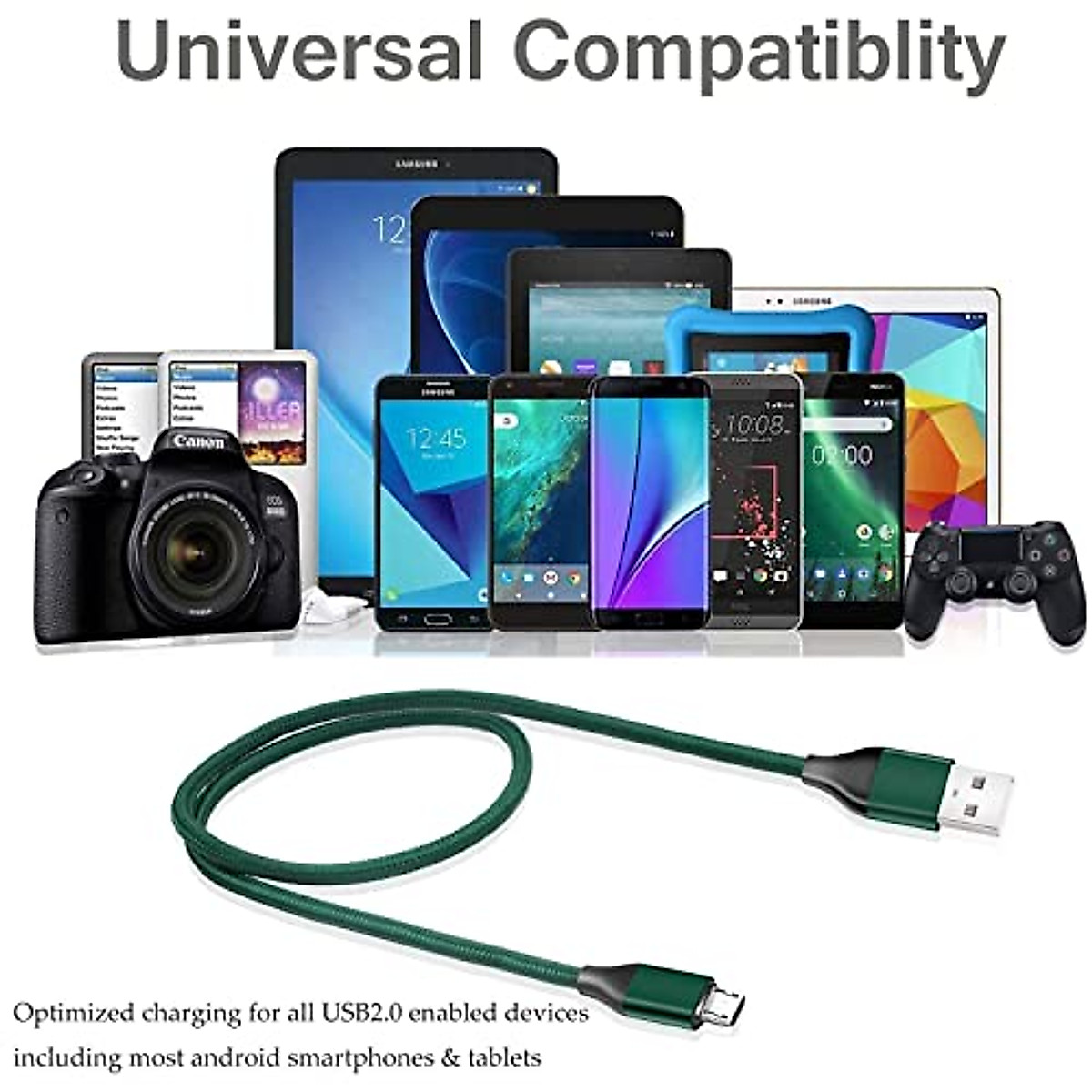 Short Micro USB Cable 3Pack 0.5FT/6inch Android Durable Premium Nylon Braided Fast Charging Sync Cord for Car,Power Banks,Roku TV Stick,4K Fire TV Stick,Chromecast,Samsung LG Phone Portable Charger