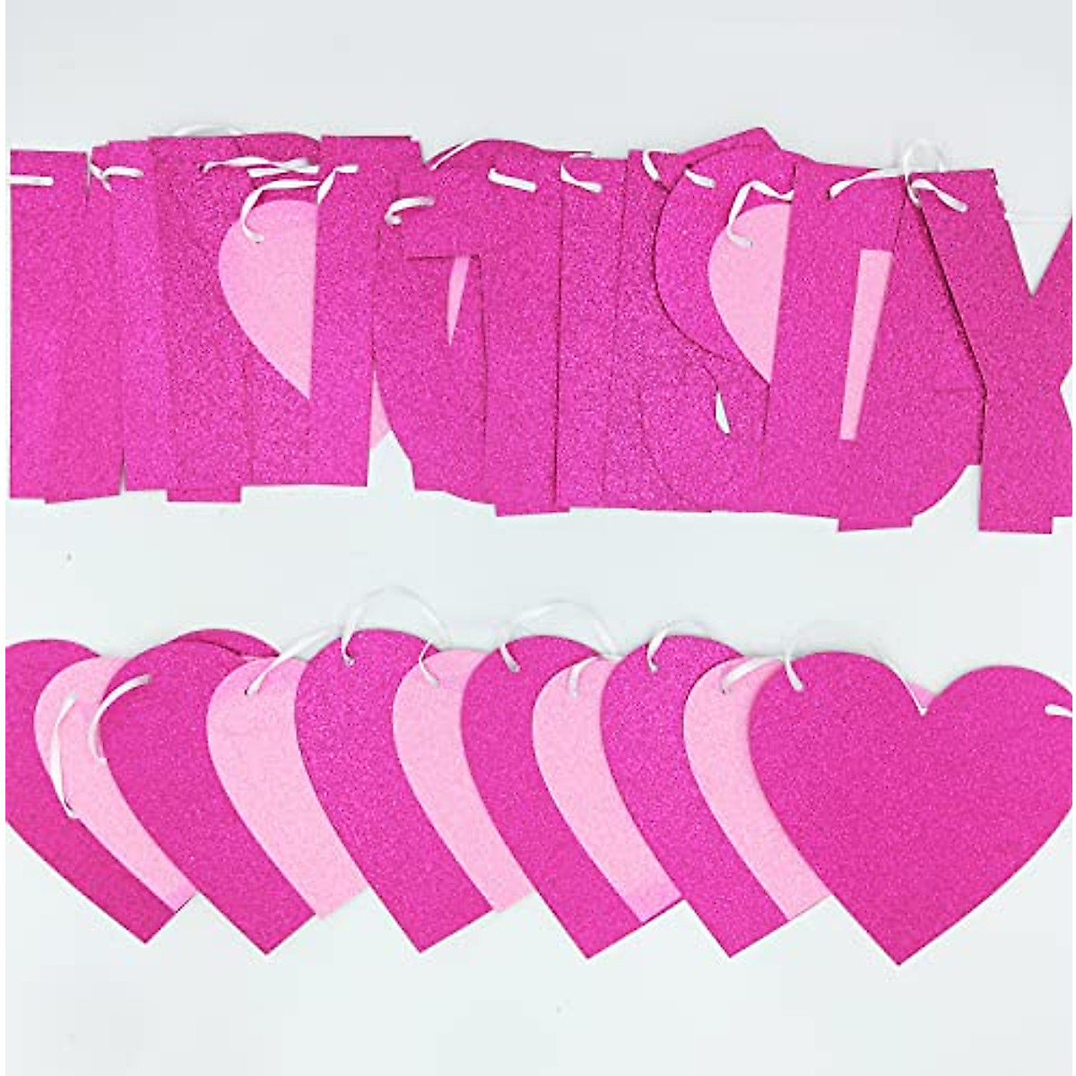 JOZON Happy Mother's Day Banner and Heart Banner Rose Red Pink Glitter Mothers Day Garland Banner with Heart Signs Thanks Mom Best Mom Ever Family Photo Props Backdrops Mother’s Day Party Decorations