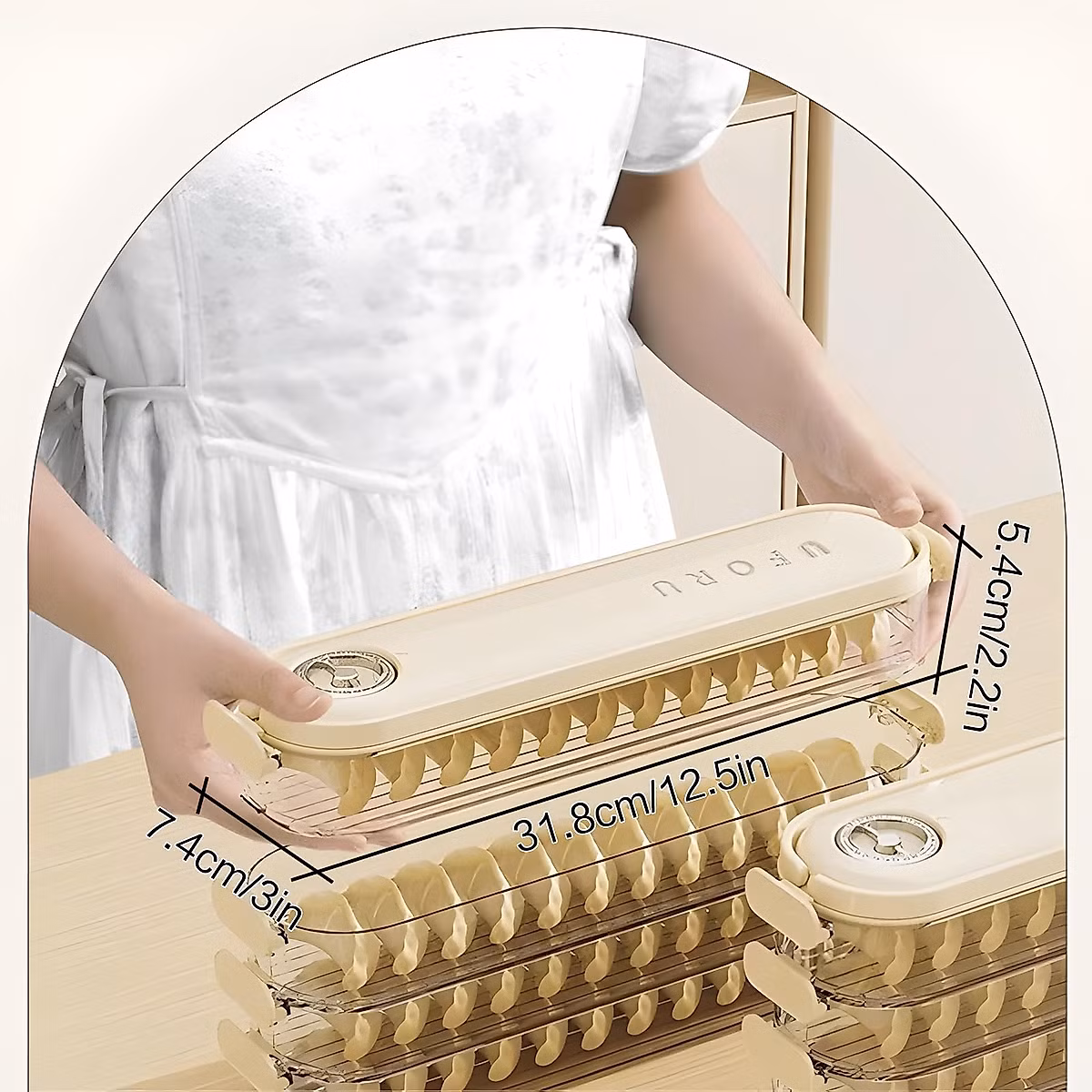 Fridge Storage Boxes With Lids, Dumpling Box Refrigerator Organizer Stackable Storage with Lids, Portable Multi Layer Quick Frozen Food Storage Container for Kitchen Fridge (transparent, 6 layer)