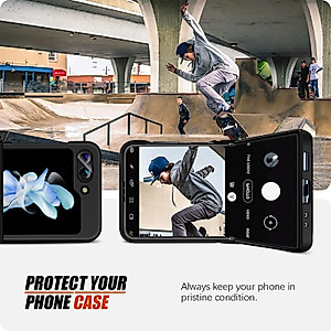 Design for Samsung Galaxy Z Flip 5 5G Case, Ultra Slim Lightweight Galaxy Z Flip 5 Flip Case PC Material Hard Hinge Protection Cover for Samsung Z Flip 5 Phone Case Support Wireless Charging (Black)