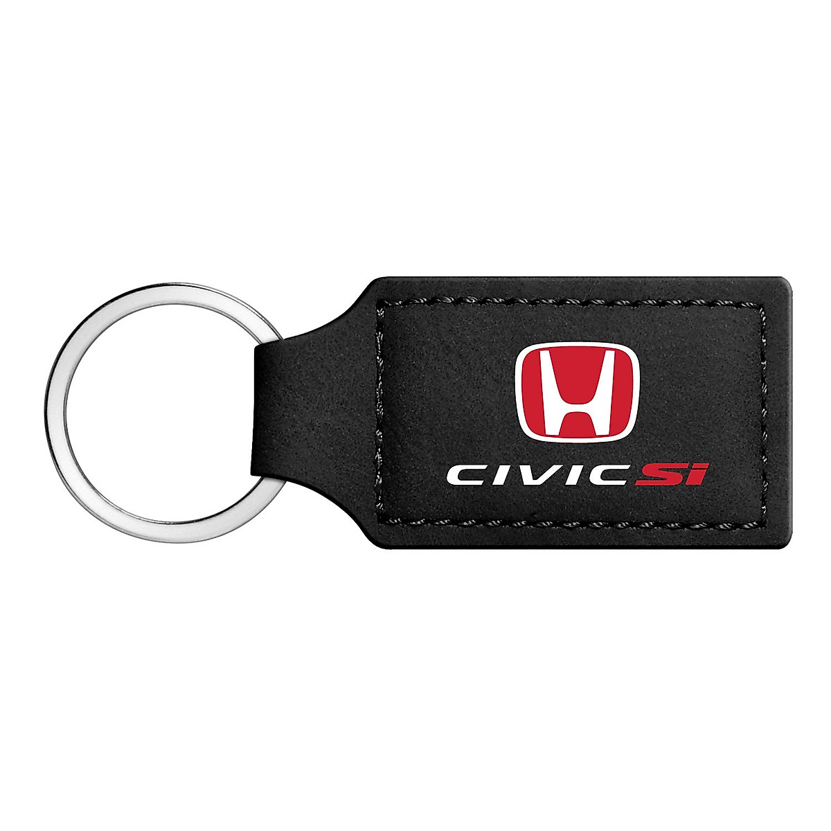 iPick Image Compatible with Honda Civic Si Rectangular Black Leatherette Key Chain