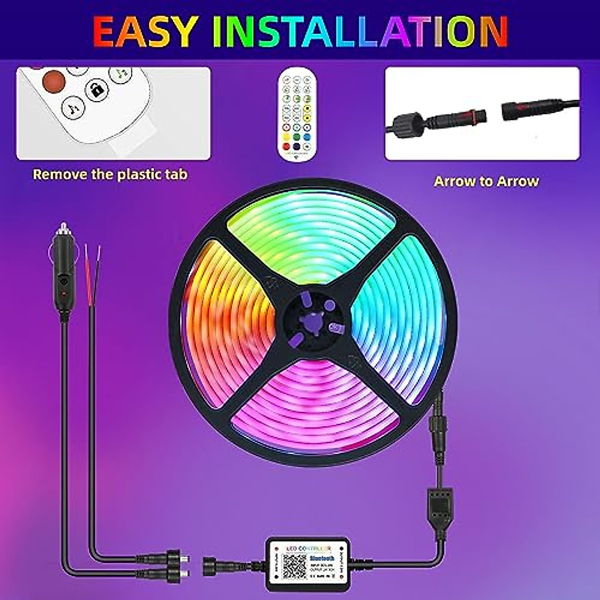 ROLiGHTiC 25FT LED Boat Lights, 12V APP RF Remote Control Pontoon Boat Lights, IP66 Waterproof RGB Marine Strip Lights, Boat Interior Light, Boat Deck Light for Bass Boat, Fishing Boat, Yacht