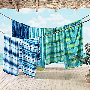 Tommy Bahama - Beach Towel Set, Soft Cotton Terry Beach Essentials, Highly Absorbent & Fade Resistant (Ombre Fish/Ombre Turtle Green, 2 Piece)