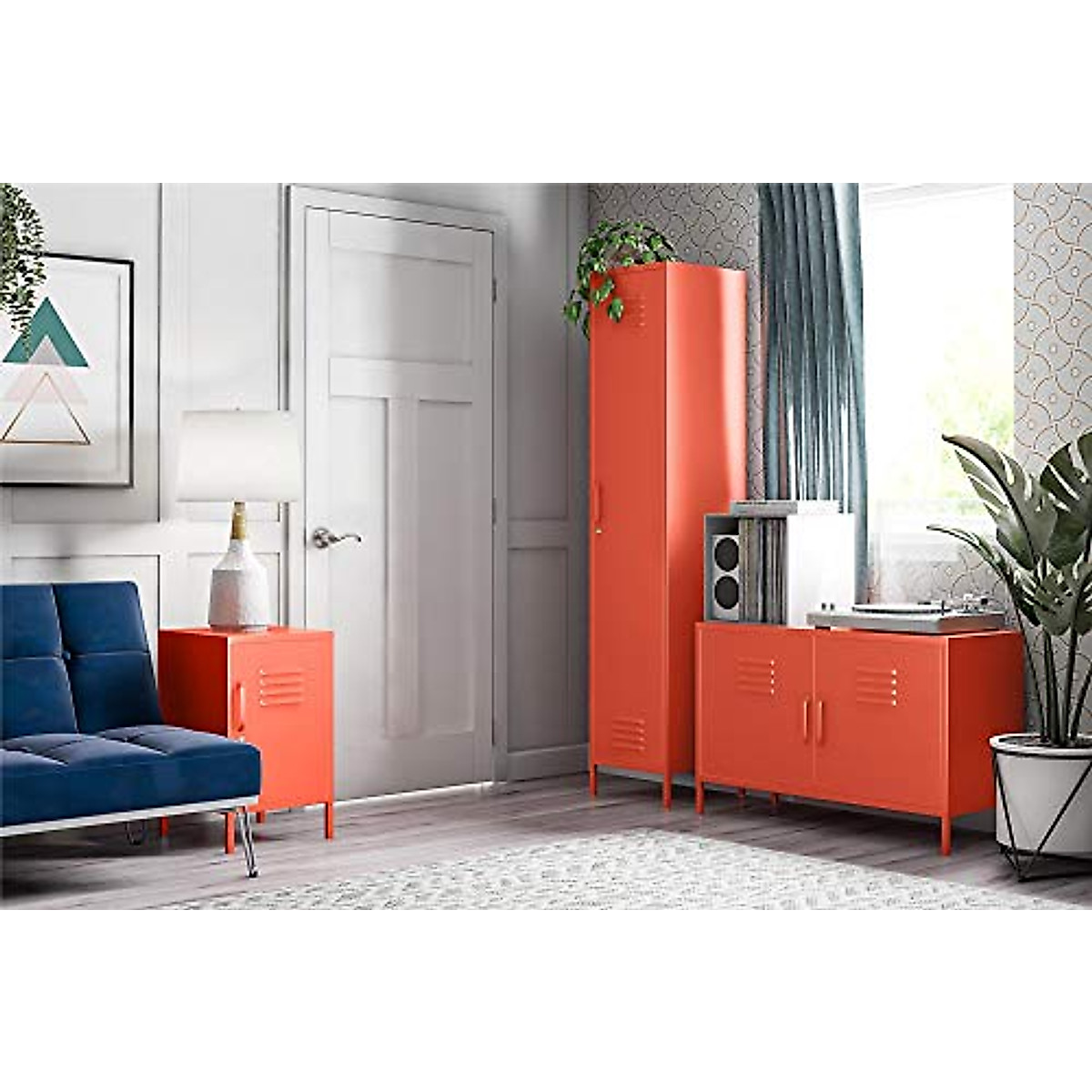 Novogratz Cache Metal Locker End Table, Orange