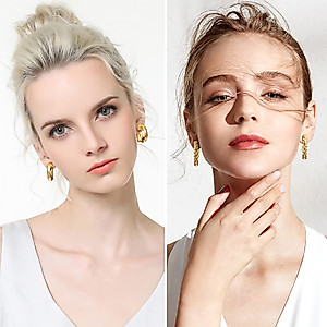 YADOCA 10 Pairs Clip On Earrings for Women 14K Gold Plated Clip On Hoop Earrings Chunky Clip Earrings No Piercing Fake Earrings Set Hypoallergenic