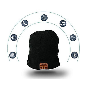 ChenFec Bluetooth 5.0 Beanie Hat Wireless Headphone Beanie caps Built-in Mic&Speaker Hands Free for Women & Men Outdoor Sport-Black