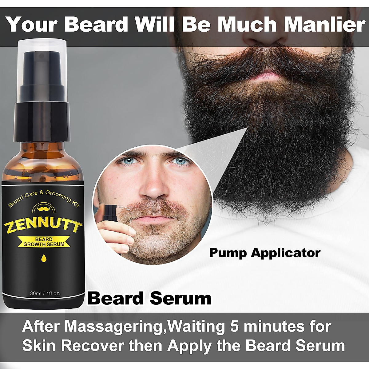 Beard Growth Kit,Fathers Gifts for Men Dad Husband W/Beard Derma Roller,2 Pack Beard Oil,Beard Serum,Wash,Balm,Brush,Comb,Scissor for Beard Grooming Care,Christmas Stocking Stuffers Nail Art Fimo