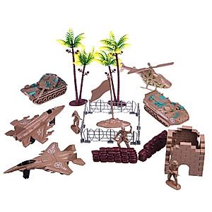 FUN LITTLE TOYS 232 PCs Army Men Action Figures Army Toys of WW 2, Toy Soldiers, Military Playset with a Map, Toy Tanks, Planes, Flags, Soldier Figures, Fences & Accessories Xmas Decoration