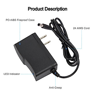 COOLM AC to DC 12V 500mA Power Supply Adapter 100-240V 50 60hz to 12V 0.5A Charger 6W 5.5mm x 2.5mm DC Plug for CCTV Security Camera Router
