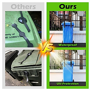 Wuno Shop Trash Can Lid Lock, Bear Proof Trash Can Locks for Animals, Adjustable Trash Can Straps for Raccoon, Garbage Can Lid Locks Outdoor, Trash Bin Buckle Lock - 4 Pack