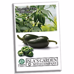 Jalapeño Tam Hot Peppers Seeds for Planting, 50+ Heirloom Seeds Per Packet, (Isla's Garden Seeds), Non GMO Seeds, Botanical Name: Capsicum annuum, Great Home Garden Gift
