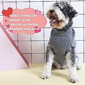 KYEESE Valentine's Day Dog Sweaters for Small Dogs Turtleneck Grey Doggie Sweater with Leash Hole Knit Pullover Cat Sweaters