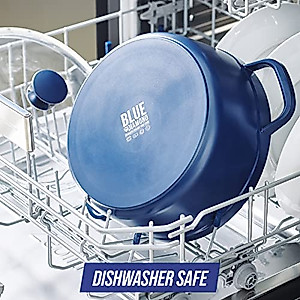 Blue Diamond Cookware Diamond Infused Ceramic Nonstick, 5.5QT Dutch Oven with Glass Lid, Lightweight Design, PFAS-Free, Dishwasher Safe, Blue