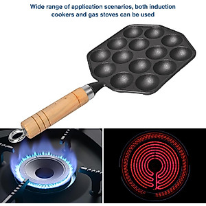 14 Holes Takoyaki Pan, Nonstick Cast Iron Multifunctional Octopus Meat Balls Grill Pan for Home Kitchen