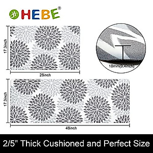 HEBE Anti Fatigue Kitchen Rug Sets 2 Piece Non Skid Kitchen Floor Mats 17"x48"+17"x28" Cushioned Comfort Standing Mat Waterproof Kitchen Runner Mats