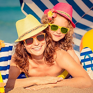 Geopty 24 Pack Colorful Party Sunglasses Bulk, Retro Neon Cheap Sunglasses for Women Men Party Favor Supplies