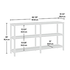 Sauder Manhattan Gate Console Table/Book Shelf, L: 66.02" x W: 15.59" x H: 35.83", Mystic Oak Finish