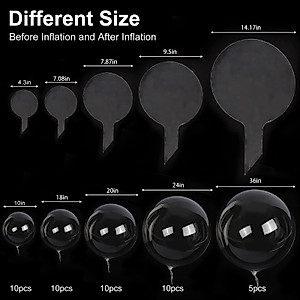 RUBFAC Bobo Balloons 45pcs, Bubble Balloons Clear Bobo Balloons, Large Transparent Balloon for Stuffing Wedding Birthday Party Decorations (10 Inch, 18 Inch, 20 Inch, 24 Inch, 36 Inch)