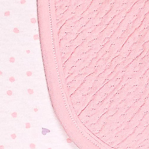 HonestBaby Baby Organic Cotton Matelasse Reversible Receiving Blanket, Love dot, One Size