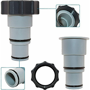 YMHYJY Replacement Hose Adapter w/Collar for Intex Above Ground Swimming Pool, 1.5" to 1.25" Hose Adapter for Threaded Pumps (2 Pieces)
