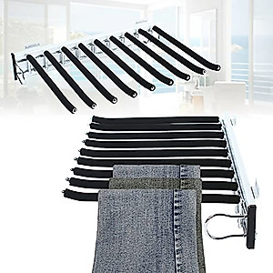 Futchoy Pull Out Trouser Hanger Rack Closet Pants Storage Rack Space Saving Drawer Non-Slip Clothes Hanger Bar Multi Functional (Right Installation)