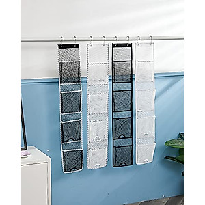 Jelier Mesh Shower Caddy Organizer, Hanging Shower Curtain Pockets for Bathroom Accessories (white)