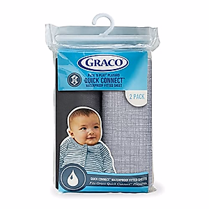 Graco® Pack 'n Play® Quick Connect™ Playard Waterproof Sheets, 2 Pack, Woven and Grey
