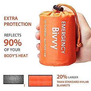 Esky Emergency Sleeping Bag, 2 Pack Survival Bag Portable Thermal Bivy Sack, Waterproof Lightweight Emergency Blanket Survival Gear with Compass and Whistle for Camping Hiking Outdoor Adventure