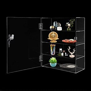 Clear Acrylic Display Case,4 Layer Transparent Countertop Showcase,Protection Showcase with Lock for Toy Collectibles Office Retail Store Safe Storage Sunglasses Toys… (Style 1)