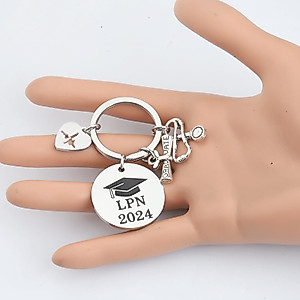 LQRI LPN 2024 Keychain LPN Keychain Caduceus Women Jewelry Licensed Physicians Nurse Graduation Gifts LPN Gifts(LPN)
