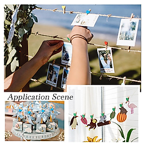 Pandahall 100Pcs Wooden Heart Clothespins Mini Photo Clips Photo Paper Pegs Clips Mixed Color Clothes Pins Holiday Card Holder Display with 10.9 Yards Jute Twine