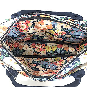 Cath Kidston Matt Oilcloth Busy Bag Handbag Crossbody Daisy Bed Pattern Navy Color