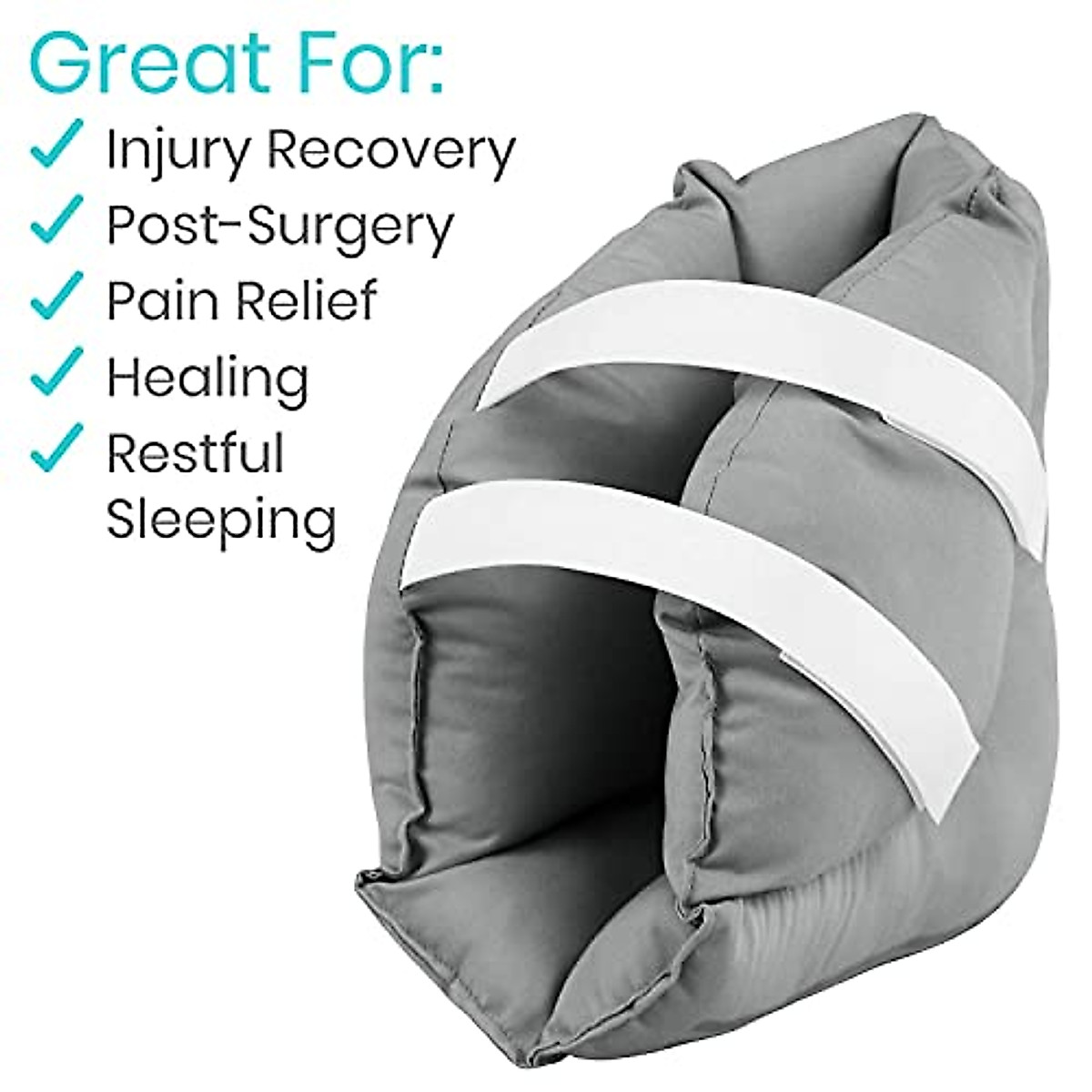 Xtra-Comfort Heel Protector Cushion (Pair) - Foot Boot for Swollen Feet, Sore Ankles, Pressure Ulcers, Sleeping and Recovering Post Surgery - Elevator Leg Rest Protection for Pain Relief - Washable