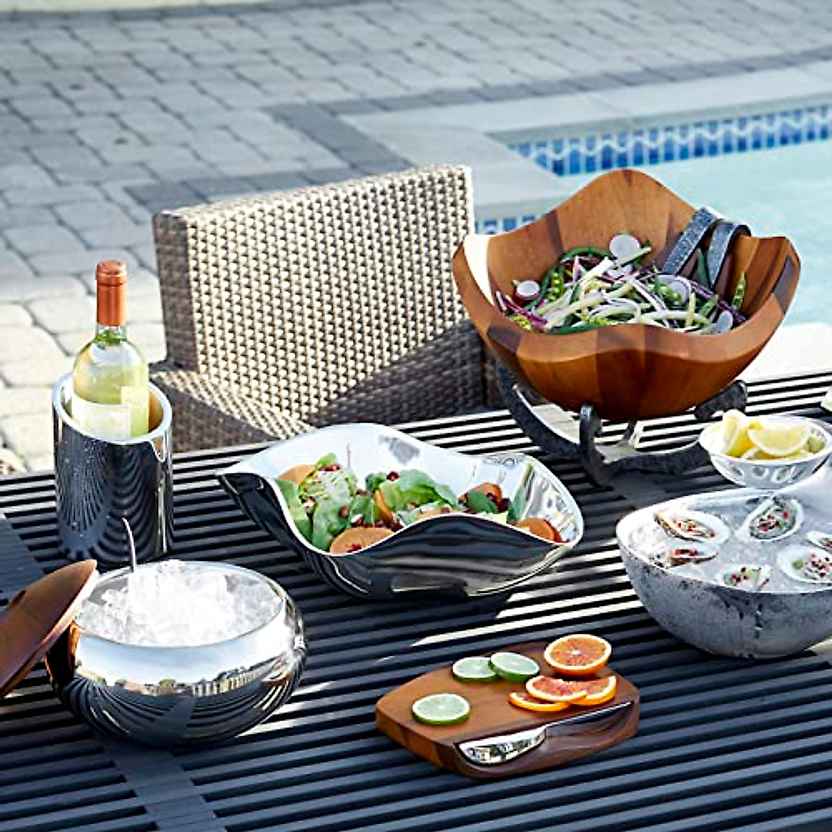 nambe Scoop Ice Bucket | Insulated Ice Bucket with Lid and Ice Scoop | Stainless Steel Chiller for Cocktail Bar, Parties Barware and Serve ware | Home Bar & Bar Cart Accessory | Dishwasher Safe