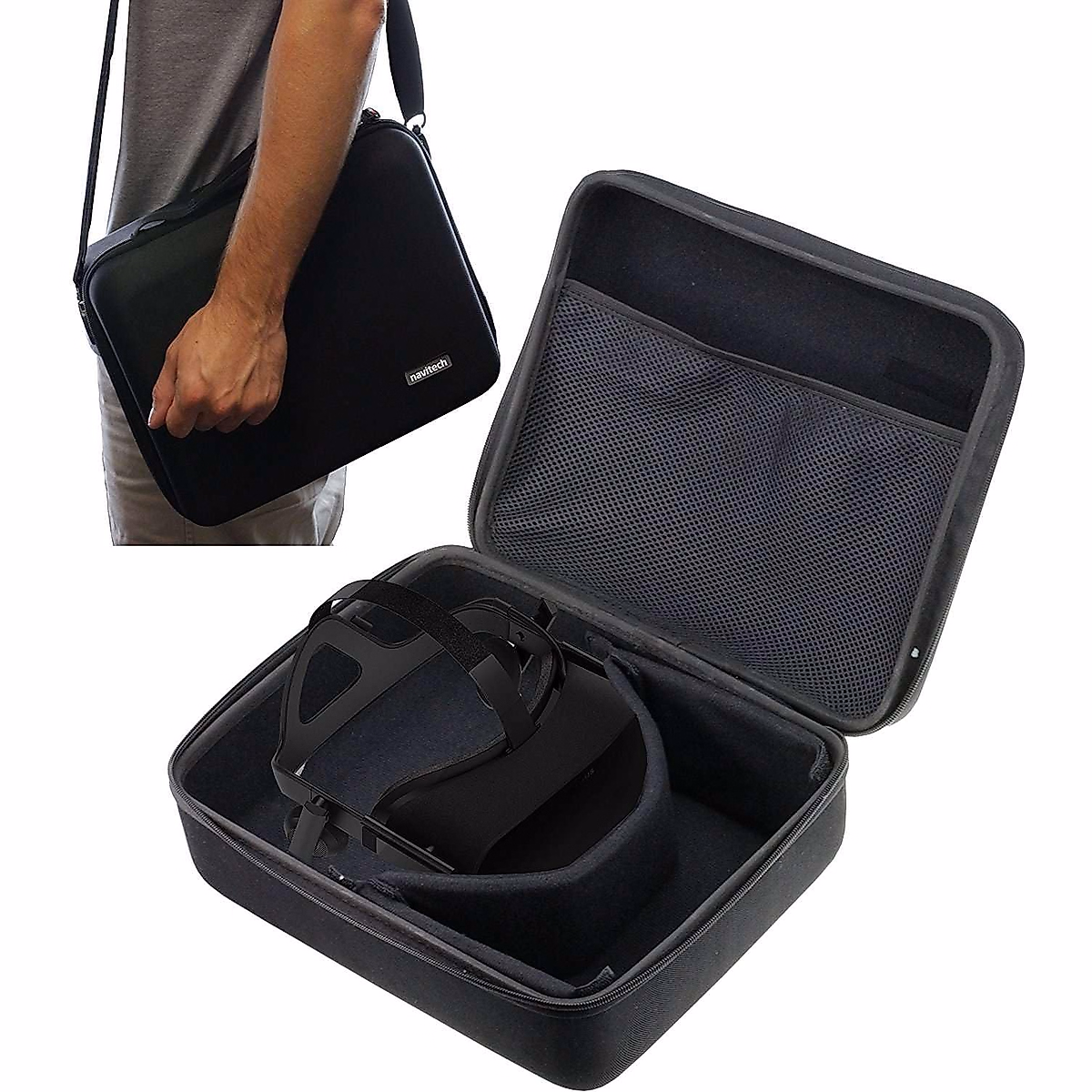 Navitech Black Heavy Duty Rugged Hard Case With Shoulder Strap Compatible With DPVR E3C PC VR Headset [video game]