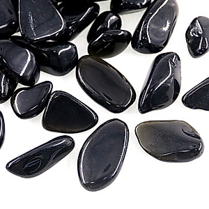 Swpeet 1 Pound Black Agate Small Tumbled Chips Stone Ruby in Fuchsite Tumbled Chips Stone Crushed Pieces Irregular Shaped Stones 0.3-0.5 inch (About 455 Gram) (Black Agate)