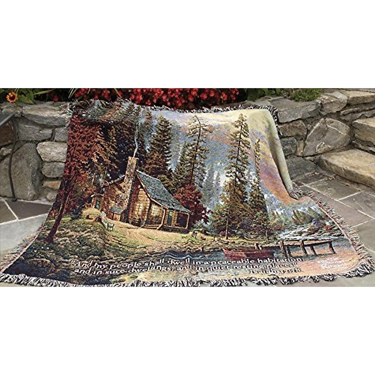 Manual Inspirational Collection 50 x 60-Inch Tapestry Throw with Verse, A Peaceful Retreat by Thomas Kinkade, 60 X 50-Inch